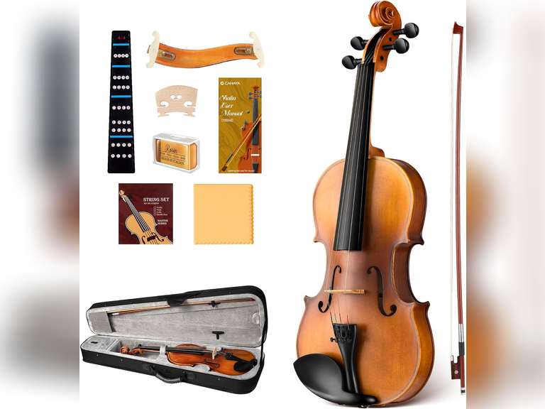 CAHAYA Beginner Violin 4/4 Full: Solid Wood Violin Kit for Kids ...