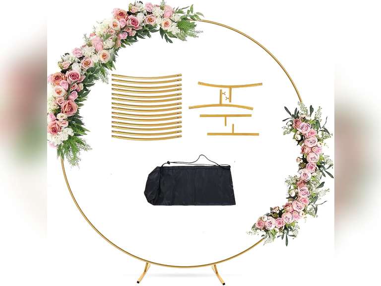 6.6FT Balloon Arch Stand Metal Round Backdrop Stand with Storage Bag ...