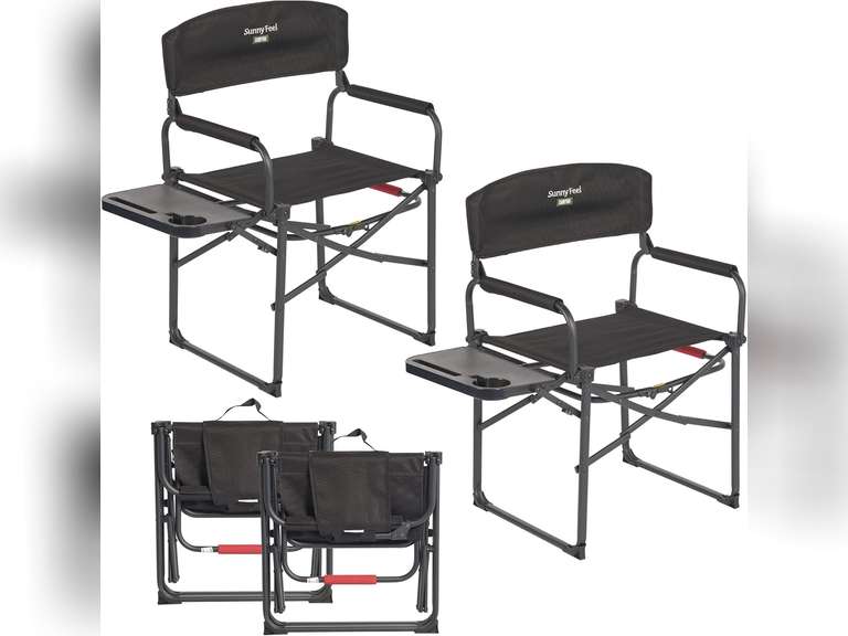 SUNNYFEEL Camping Directors Chair, Heavy Duty,Oversized Portable ...