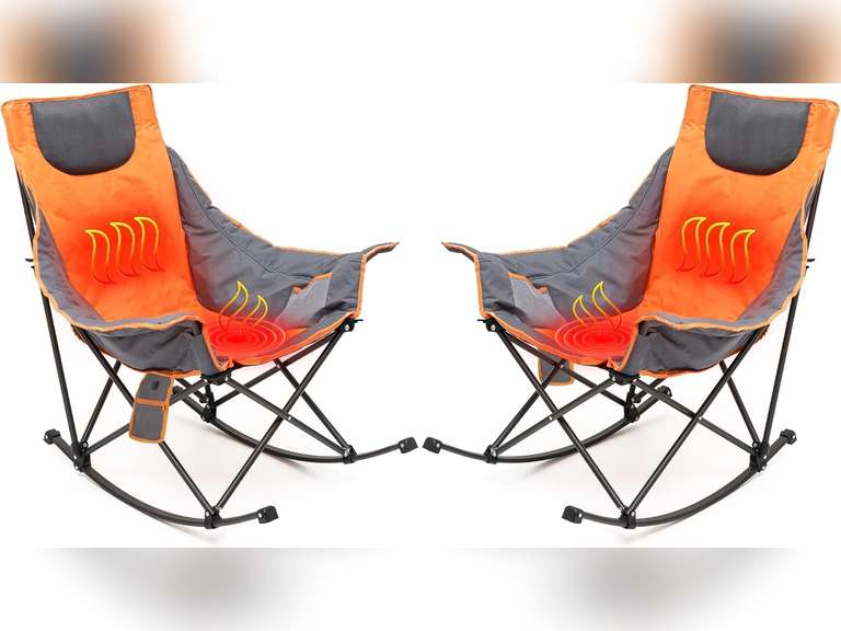 SUNNYFEEL Oversized Heated Camping Chair 2 Pack, Folding Rocking ...