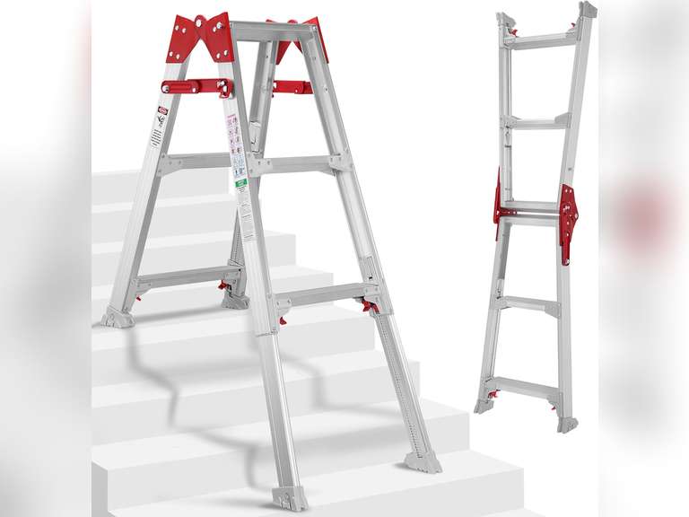 RENGUE Ladder, A Frame 3 Step Extension Feet Ladder, Multi Position ...