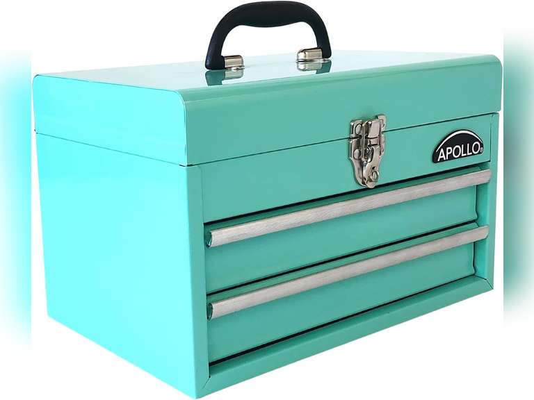 Apollo Tools 14 Inch Steel Tool Box with Deep Top Compartment and 2 ...
