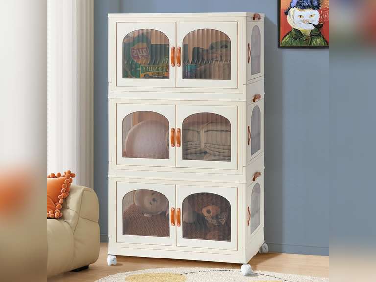 Collapsible Stackable Storage Bins 8gal & 32L 3 Pack, Storage Cabinet ...