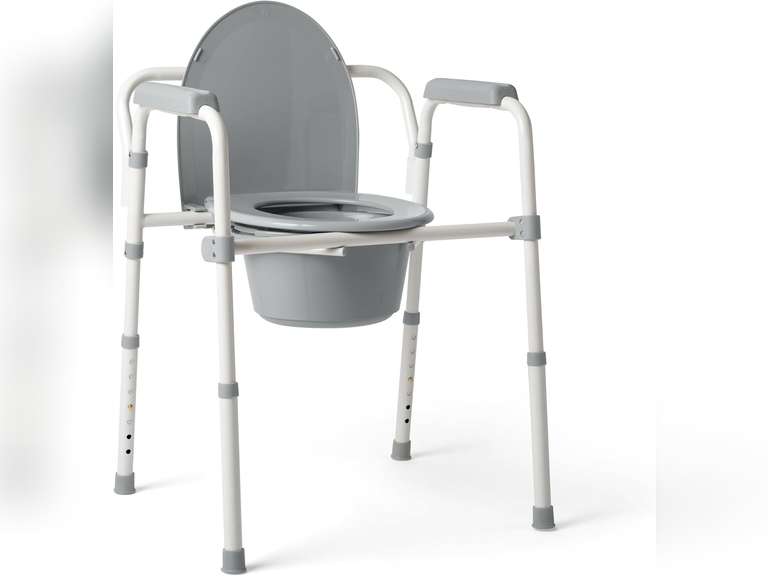 Medline 3-in-1 Steel Bedside Commode, Standard Seat, Sturdy Folding ...
