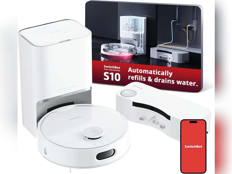 SwitchBot S10 Robot Vacuum and Accessory Kit 1-Year Use 800 - Quarter Price