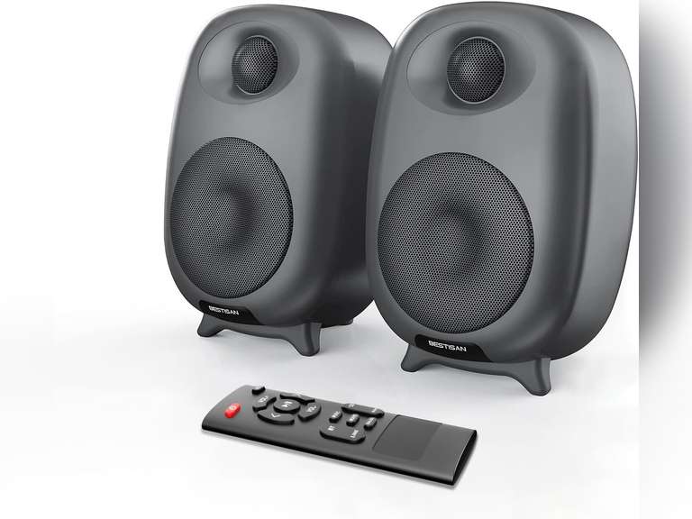 BESTISAN Bookshelf Speakers, 60 Watt Powered Studio Monitor Speaker ...