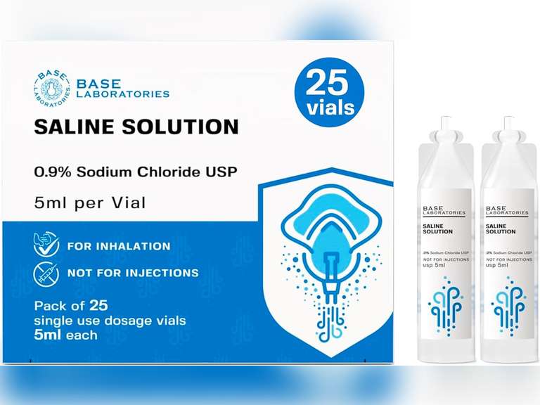 BASE LABORATORIES 0.9% Saline Solution for Nebulizer Machine | Saline ...