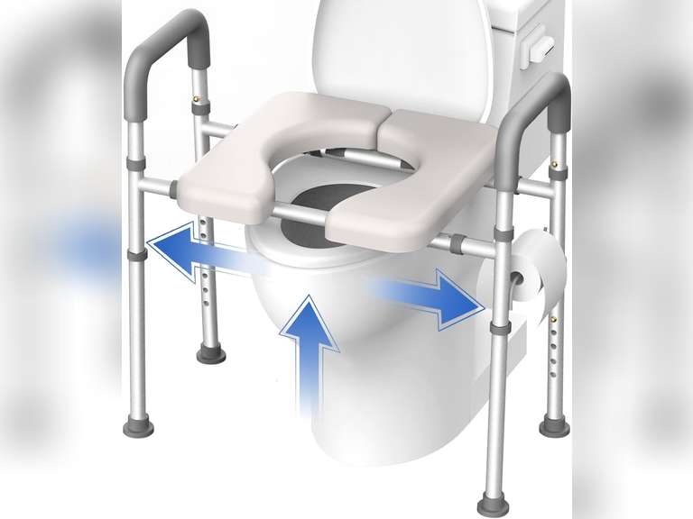 Raised Toilet Seat with Handles - Width & Height AdjustableToilet Seat ...