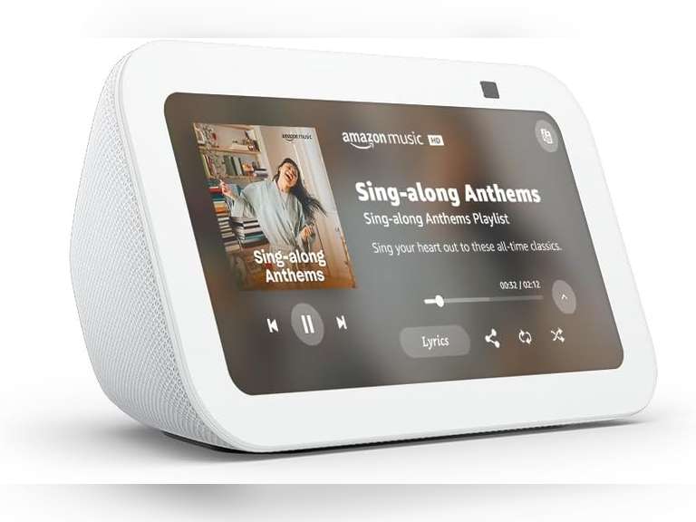 Amazon Echo Show 5 (newest model), Smart display with 2x the bass and clearer sound, Glacier ...