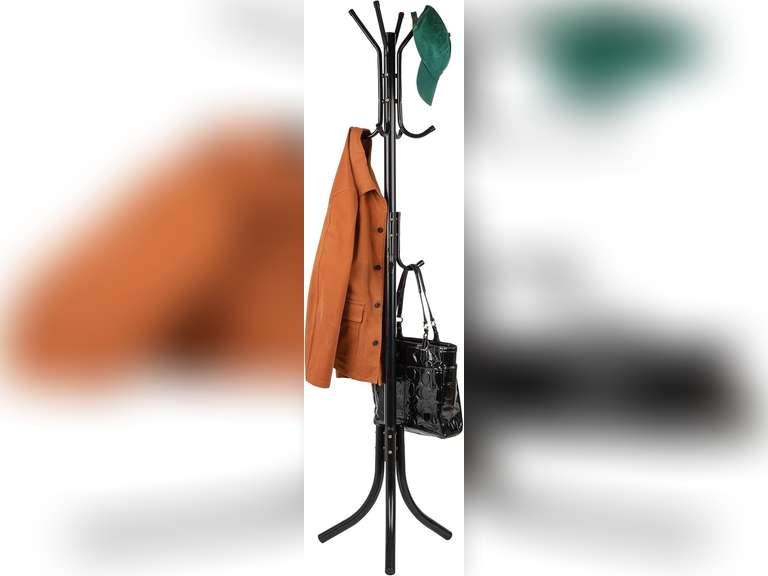 Metal Coat Rack Freestanding Hall Tree with 12 Hooks Entryway Hanger ...