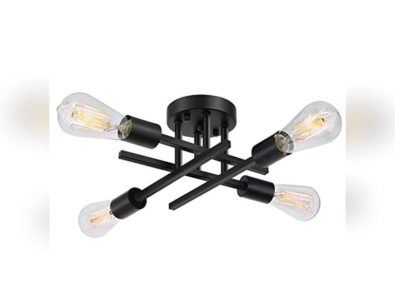 SunRider Industrial 4-Light Semi Flush Mount Ceiling Light Fixture ...