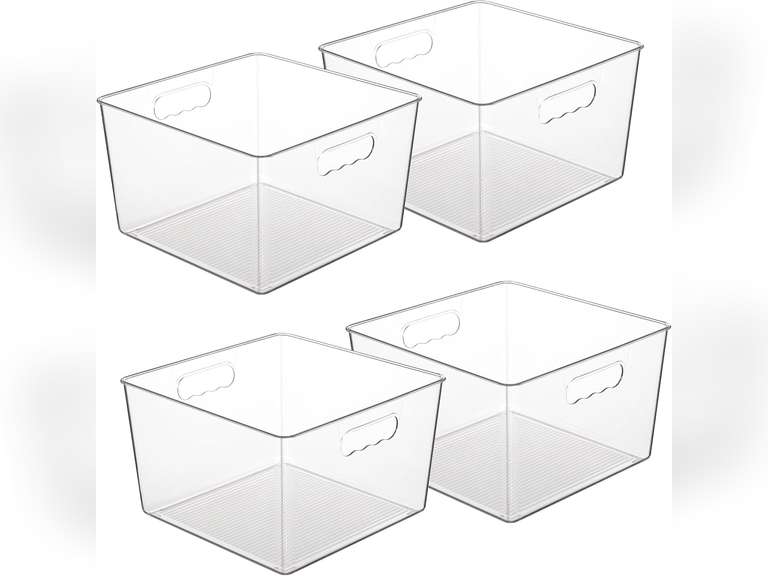 Vtopmart 4 Pack Extra Large Clear Plastic Storage Bins,11x11 Cube ...