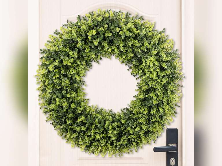 32 Inch Extra Large Boxwoods Green Spring Artificial Wreath for Front ...
