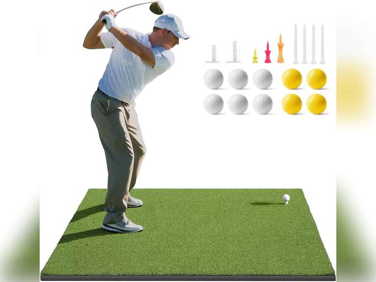 Golf Mat, Golf Hitting Mats Practice with 10 Balls, 9 Tees, Hitting ...