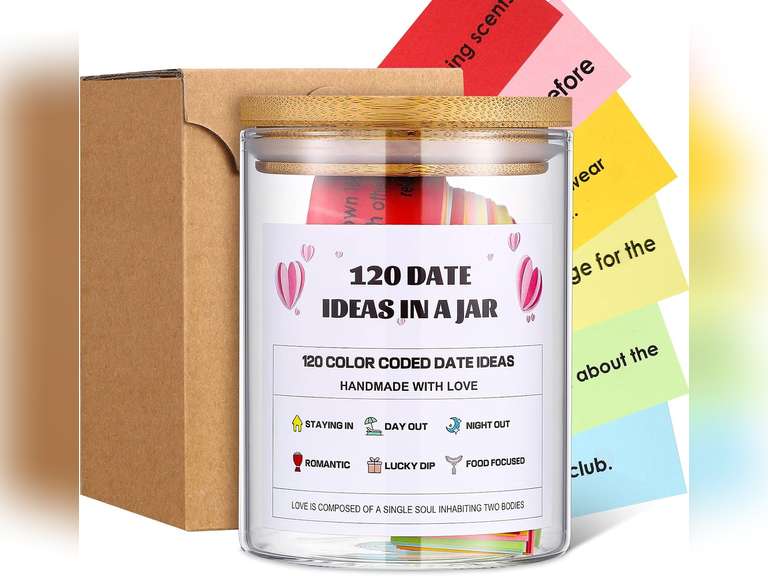 120 Date Ideas in a Jar Color Coded Date Ideas in a Bottle, Valentines ...
