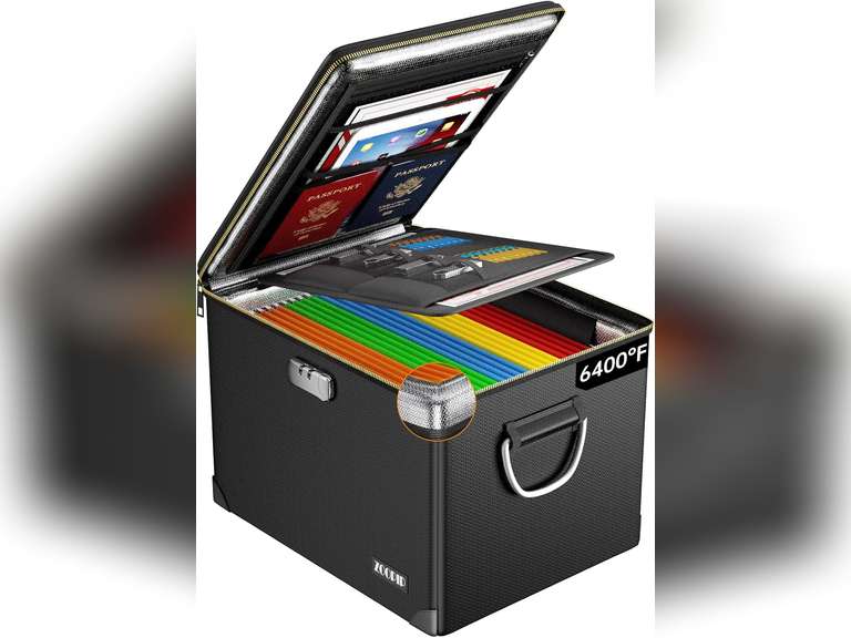 Fireproof Document Box,Hard Case File Organizer with Fireproof Zipper ...