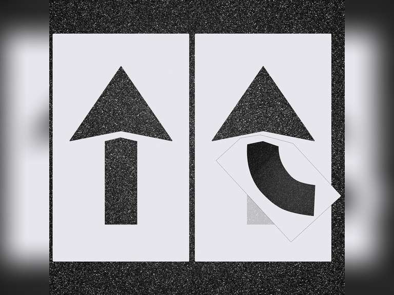 2 Pcs Parking Lot Arrow Stencil 60 Inch Pavement Stencils Foldable Straight & Turn Combo Arrow ...