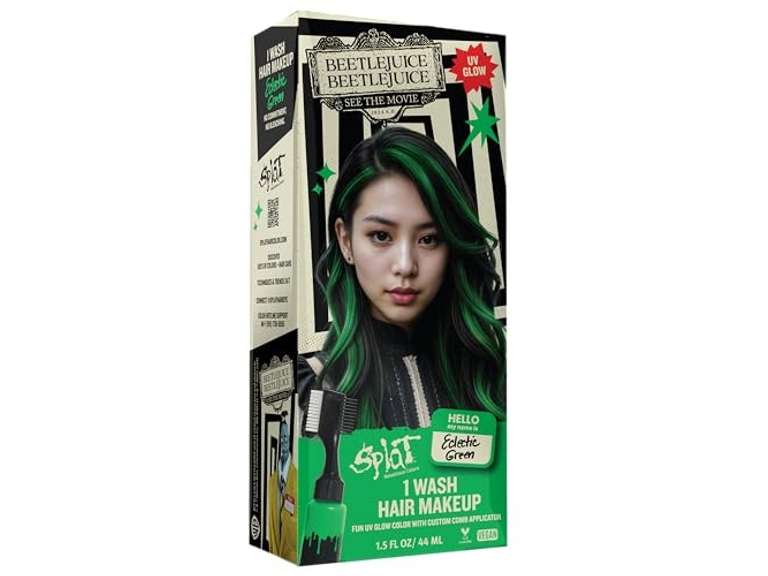 Beetlejuice Beetlejuice Splat 1-Wash Temporary Hair Dye, Eclectic Green ...