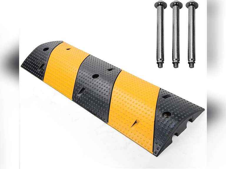 40" Rubber Speed Bumps 1 Pack 2 Channel Heavy Duty Speed Humps with 3 ...