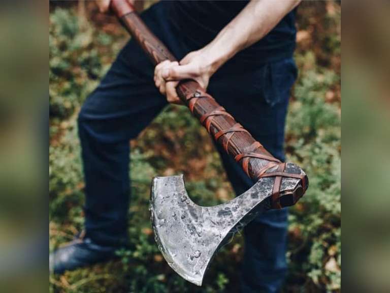 SHINY CRAFTS | 40" Handmade Double Head Norse Axe, Hand Forged Steel ...