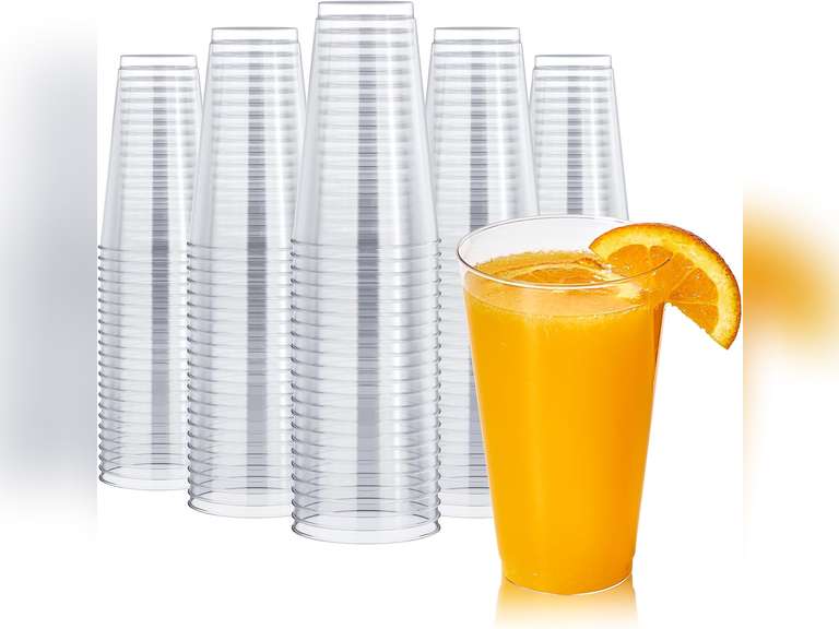 FOCUSLINE 200 Count 16 oz Clear Plastic Cups, Large Disposable Cups Plastic Party Cup, 16 Ounce ...