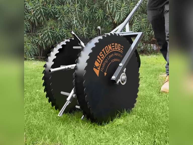Patented Rolling Lawn Coring Aerator Yard Grass Pulling Plugs Manual ...