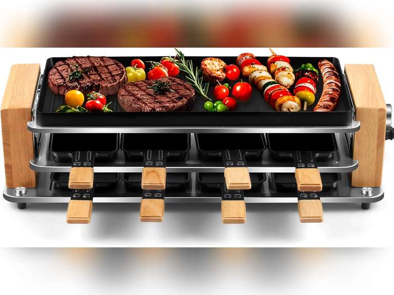 CUSIMAX Electric Grill Raclette Table Grill, 2 in 1 Indoor Grill with ...