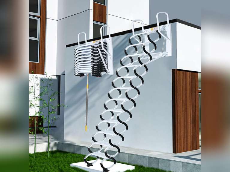 Wall-Mounted Attic Stairs, Attic Ladder Pull Down System, 12 Steps ...