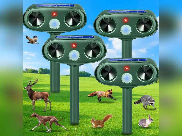 2025 4PACK Solar Ultrasonic Animal Repellent Outdoor Deer Repellent ...