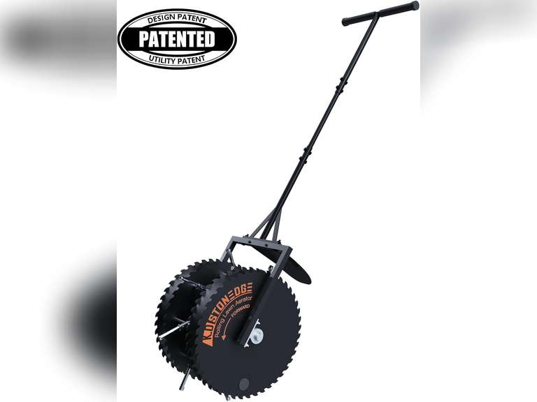 Patented Rolling Lawn Coring Aerator Yard Grass Pulling Plugs Manual ...