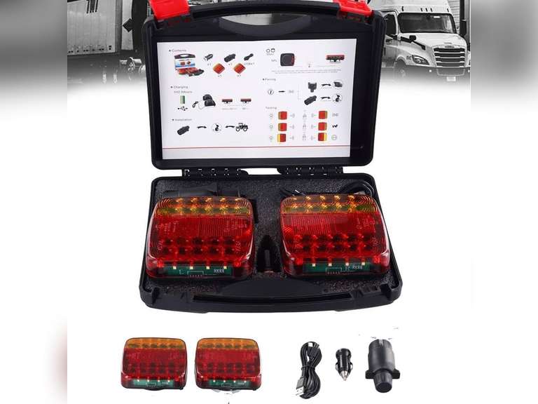 Wireless Trailer Lights Kit,LED Magnetic Towing Tail Light Wireless LED ...