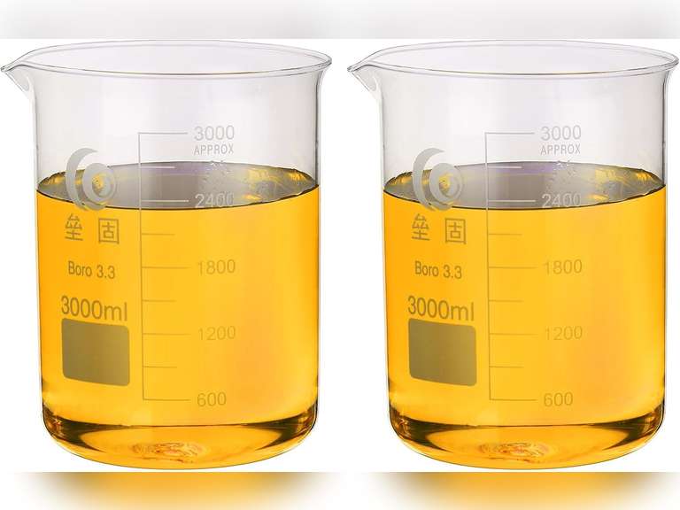 PATIKIL 3000ml Low Form Glass Beaker, 2Pcs 3.3 Borosilicate Glass ...