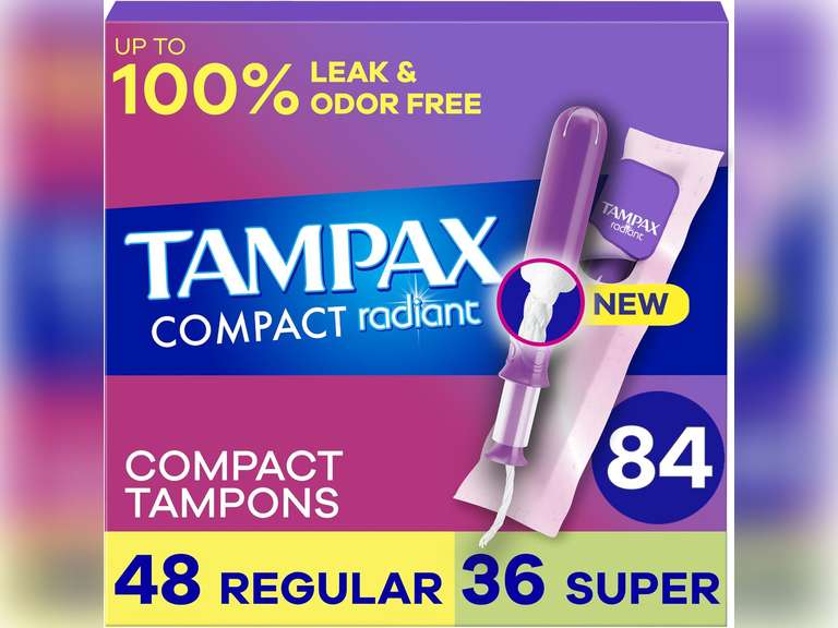 Tampax Pocket Radiant Compact Tampons Duo Pack, Regular/Super ...
