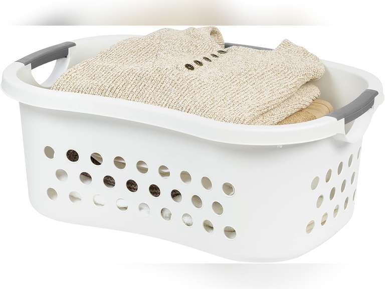 IRIS USA Laundry Basket 50L Large Plastic Hip Hold Hamper with Built-In ...
