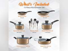 SereneLife Kitchenware Pots & Pans Basic Kitchen Cookware, Black Non ...