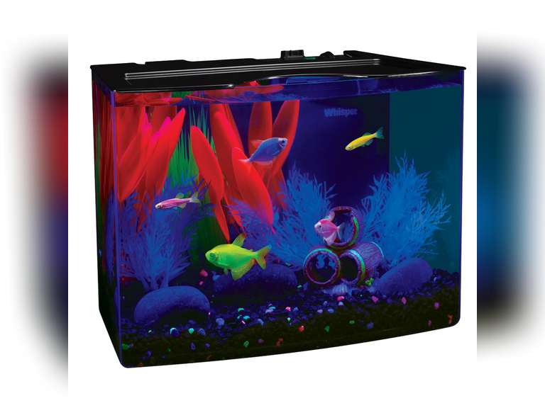 GloFish Crescent Aquarium Kit 3 Gallons, Plastic Includes Hidden Blue ...