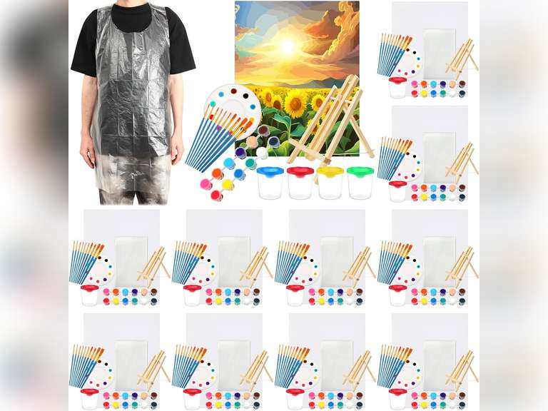 Janlaugh 204 Pcs Sip and Paint Kits Canvas Painting Party Set 8 x 10 ...
