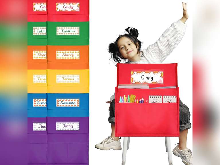 6 Pcs Classroom Chair Pockets, 15.9 x14.8 inch Chair Pockets for ...