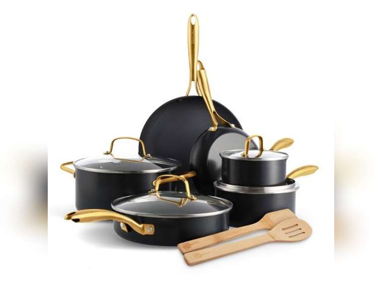 GreenPan Studio 12pc Ceramic Nonstick Aluminum Cookware Set Black 200 ...