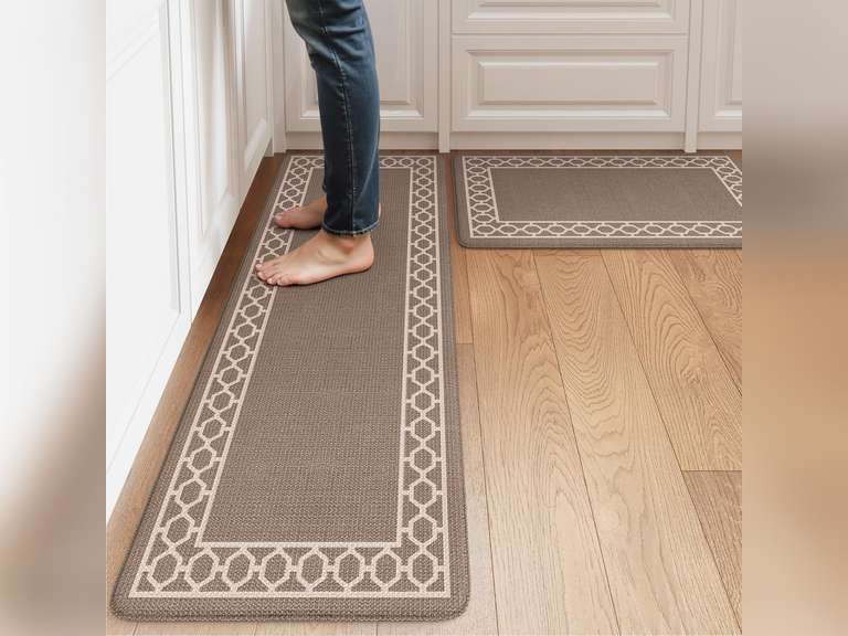 LEEVAN Anti Fatigue ,Memory Foam Ergonomic Modern Beige Kitchen Floor ...