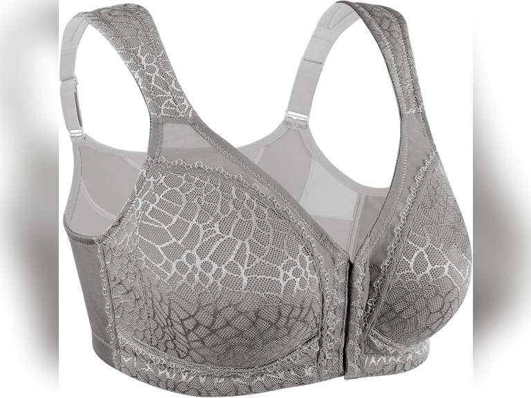 HACI Full Coverage Back Support Eveyday Bra Wireless Comfy(Grey,44DD ...