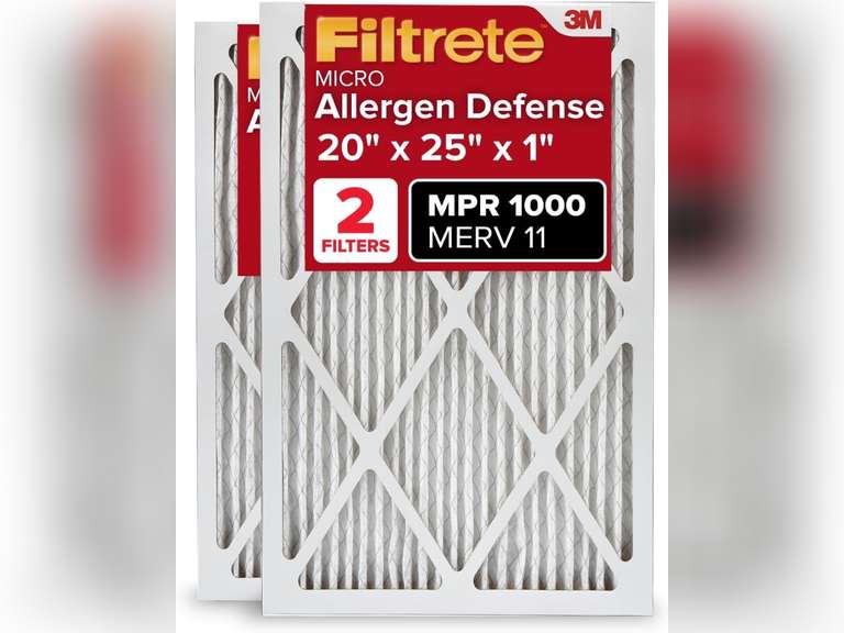 Filtrete 20x25x1 MPR 1000 Pleated AC Furnace Air Filter, Micro Allergen Defense, 2-Pack 51 ...