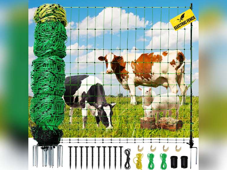 Electric Fence Netting, 42.6" H x 164'L Electric Anti-Predator Poultry ...