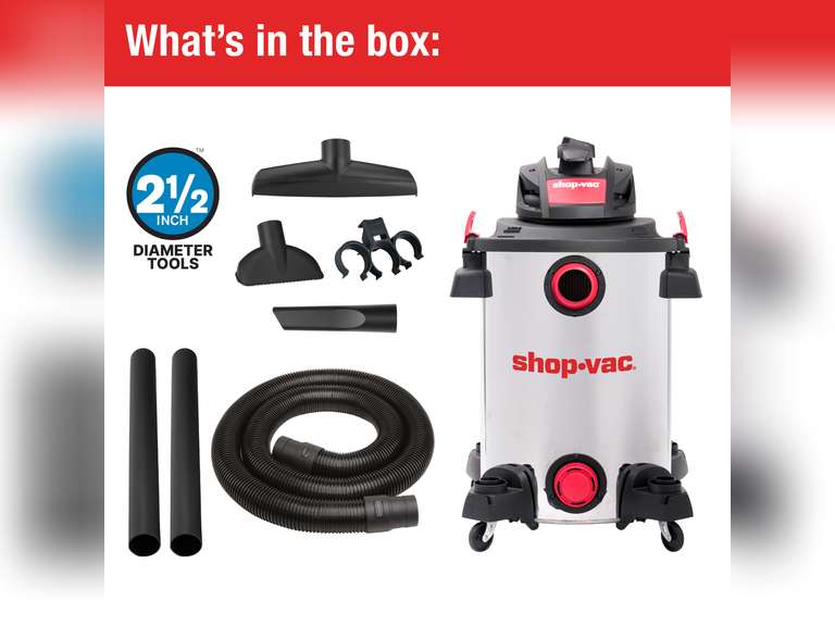 Shop-Vac 12-Gallon 6.5 HP Corded Wet/Dry Shop Vacuum with Accessories ...
