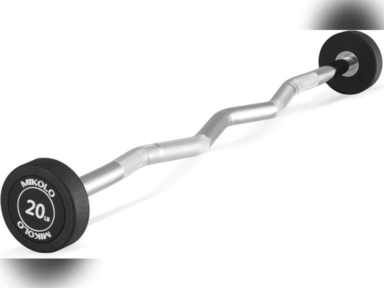 30 LB , Mikolo Fixed Barbell, Pre-Loaded Weight EZ Curl Bar, PVC ...
