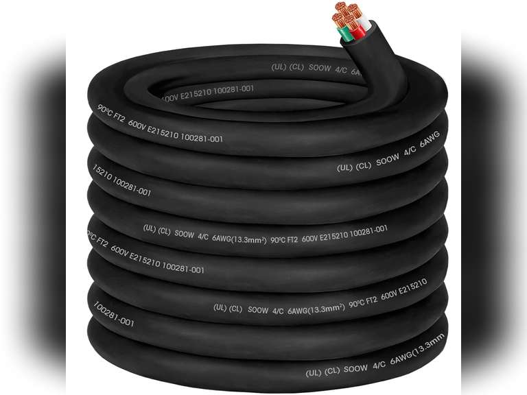 6/4 6 Gauge SOOW Electric Wire 6 AWG 6/4 Portable Power Cable 600V 4 ...