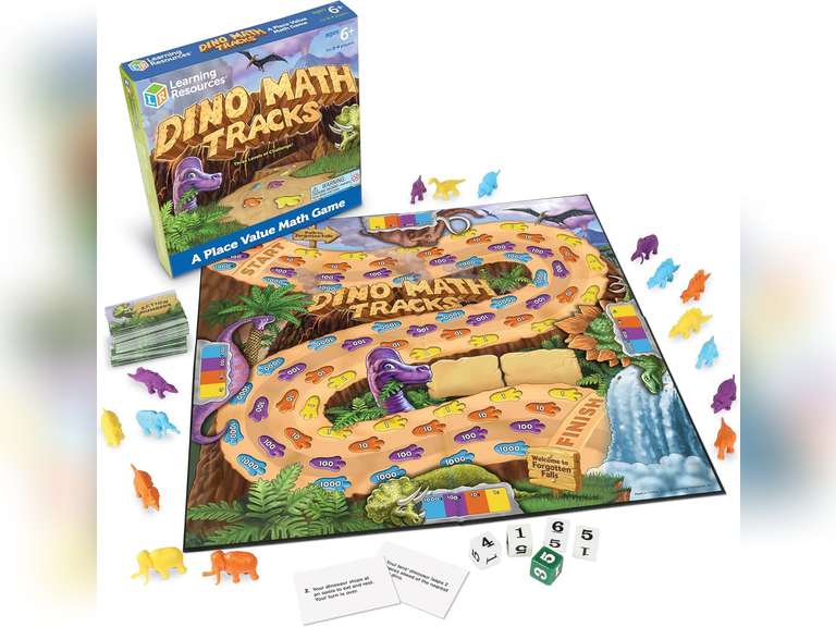 Learning Resources Dino Math Tracks Game - Ages 6+ Addition and ...