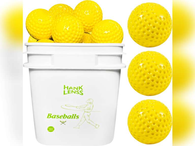 24 Pack Bucket of Dimpled Baseballs for Pitching Machine - Practice ...