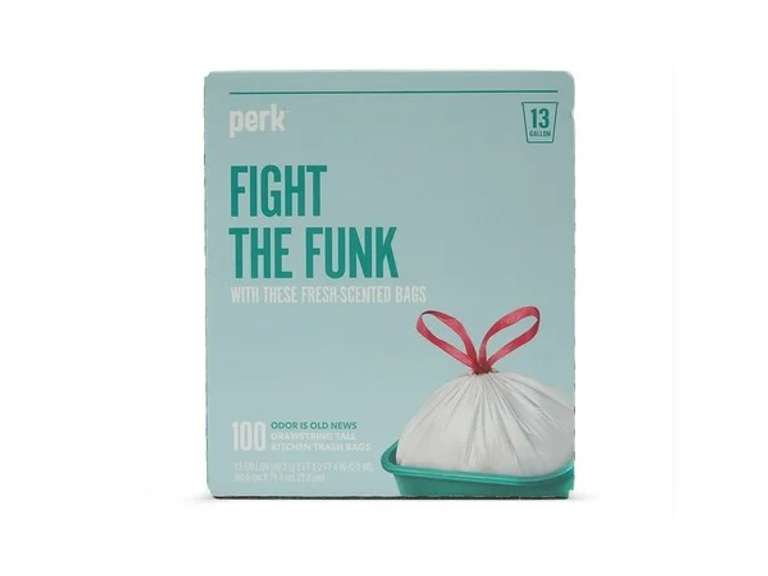 Staples Perk 13 Gallon Kitchen Trash Bag Low Density 0.9 Mil White ...