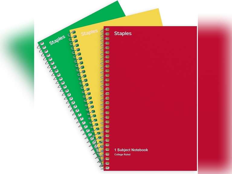 STAPLES Spiral Notebooks - College-Ruled, 1-Subject, 80 Sheets, Durable ...